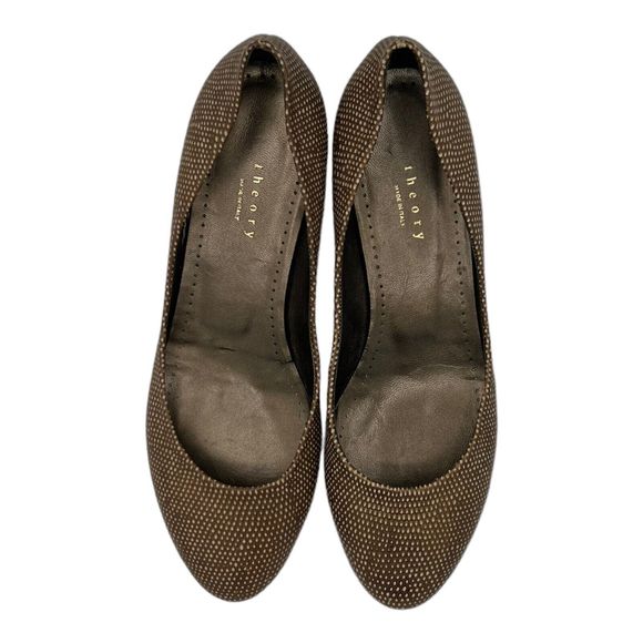 Theory | Shoes | Theory Ballet Flats Brown With Gold Flecks Short Heel ...